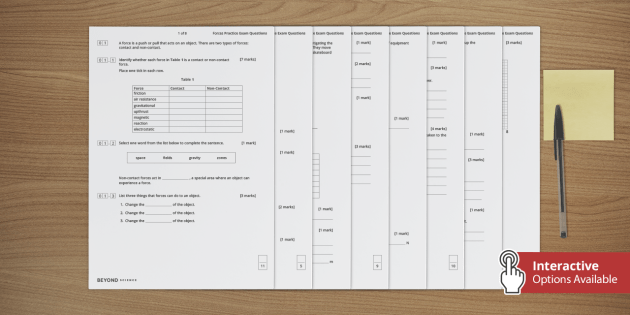 KS3 Forces Foundation Practice Exam Questions | Beyond