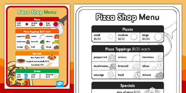 Pizza Shop Dramatic Play Menu Sign (Teacher-Made)
