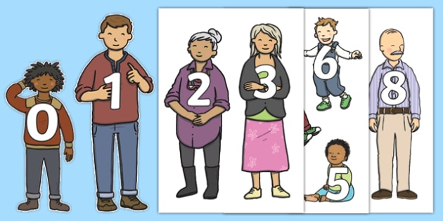Numbers 0 to 50 on Family Members Display Cut Outs