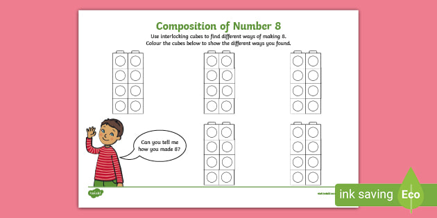 👉 Composition of Number 8 Worksheet (teacher made)