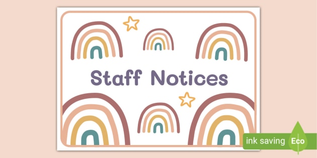 * NEW * Muted Rainbow Staff Notices Sign (teacher made)