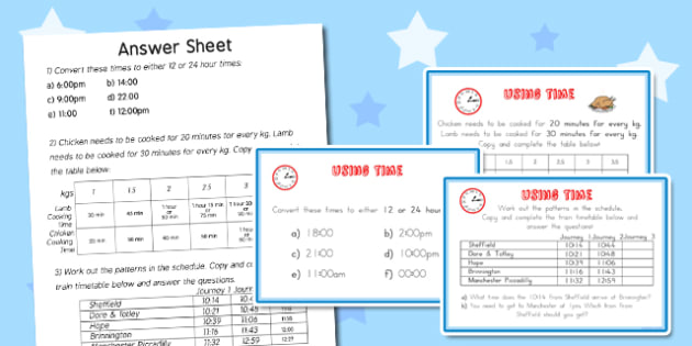 Using Time Maths Challenge Cards (teacher made)