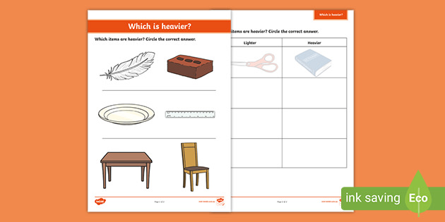 Which is heavier? Worksheet (teacher made)