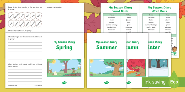Little Acorns Seasons Diary Worksheet / Worksheet
