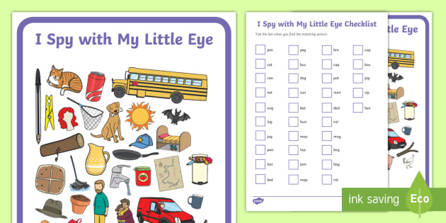 CVC Words I Spy with My Little Eye Activity - Phase 2 I Spy With My Little