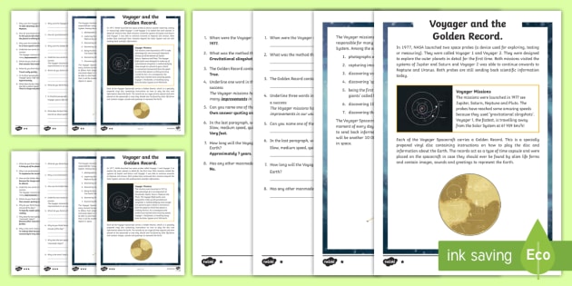Voyager and the Golden Record Differentiated Reading Comprehension Activity