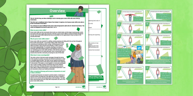OT: St. Patrick's Day Gross Motor Skills Challenge Cards