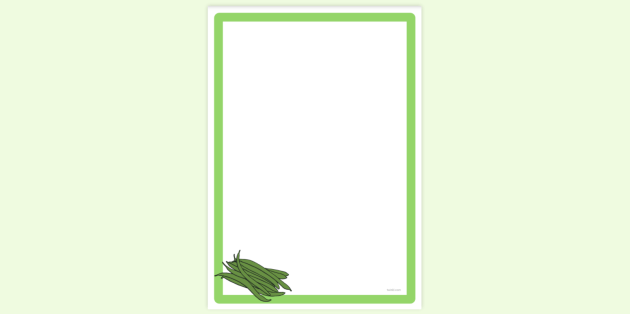 FREE! - Simple Blank Green Beans Page Border | Page Borders