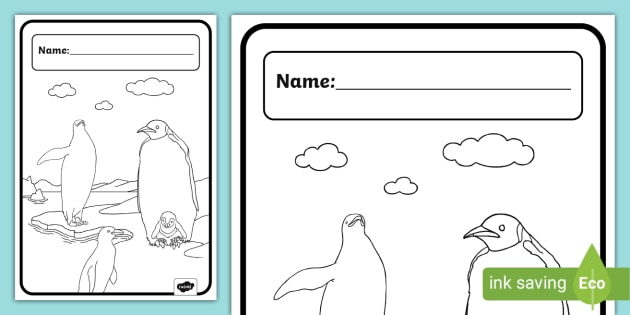 FREE! - Penguin Colouring Book Cover (teacher made)