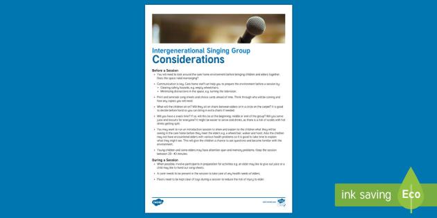 Intergenerational Singing Considerations Adult Guidance