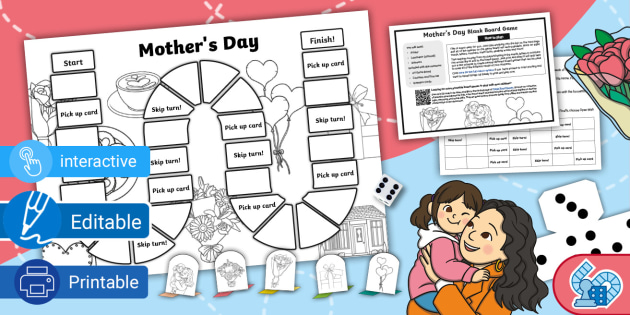 Personalised Mother's Day Board Game - Colouring Activity