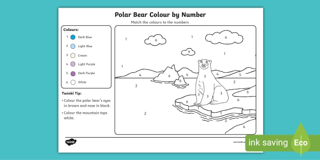 FREE! - Polar Bear Colour by Number (teacher made)