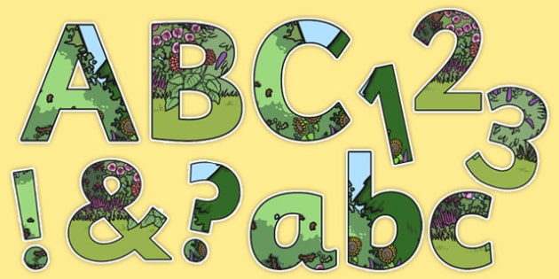 Garden-Themed Display Lettering - garden, display lettering, display