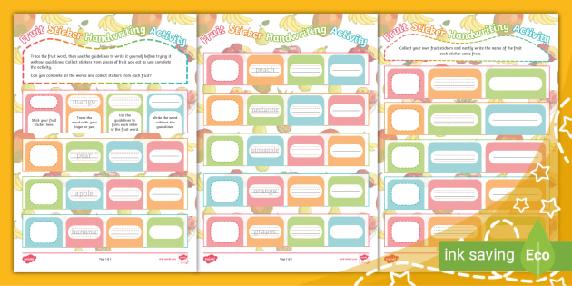 Fruit Sticker Handwriting Activity (Teacher-Made)