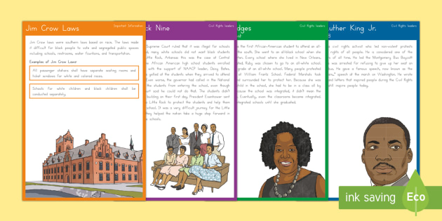 Civil Rights Movement Fact Cards - Civil Rights Movement, Martin