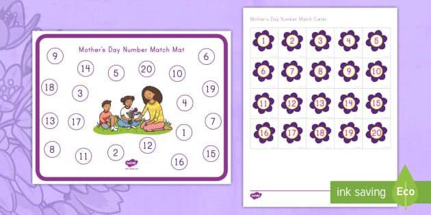 Mother's Day Number Match Activity Mat | Math | Twinkl