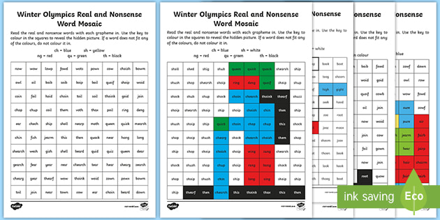 Winter Olympics Phase 3 Phonics Mosaic Worksheet / Worksheets