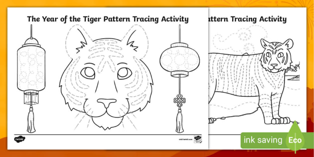 Chinese New Year Year of the Tiger Pattern Tracing Activity