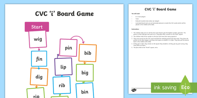 CVC 'i' Board Game (teacher made)
