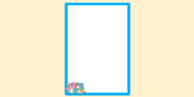 Simple Blank Tea Set Page Border | Page Borders | Twinkl
