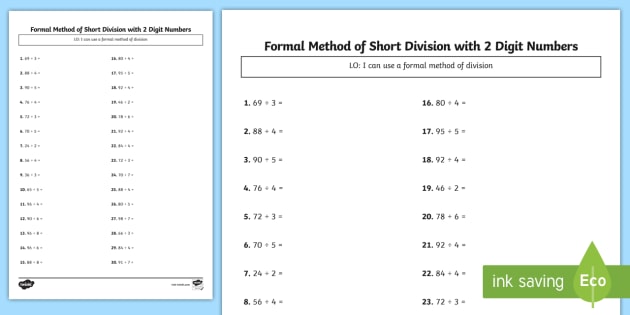 Bus Stop Method Long Division Worksheet teacher Made 