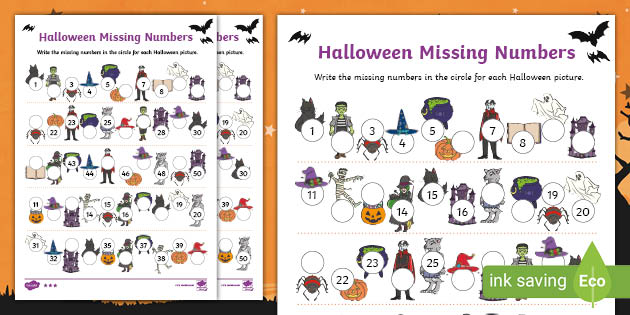 👉 Halloween Missing Numbers Activity Sheet