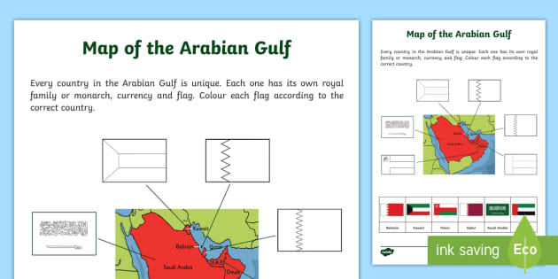 Map of the Arabian Gulf Worksheet (teacher made)