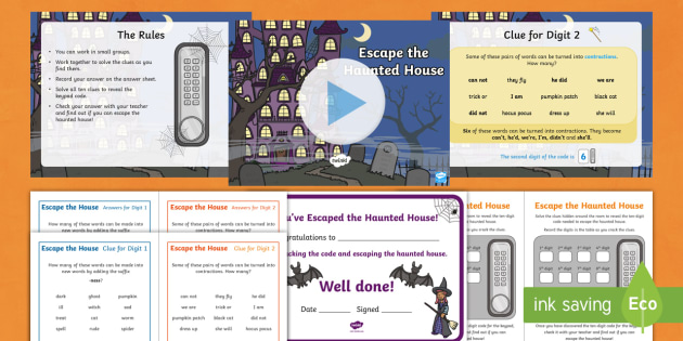 Year 2 English Escape the Haunted House Game (teacher made)