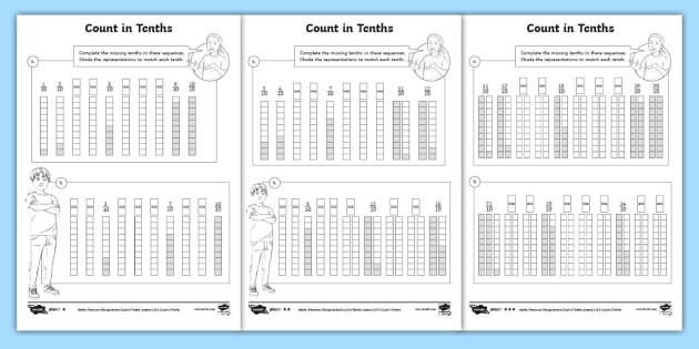 👉 Count in Tenths Year 3 Worksheet (teacher made)