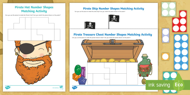 Pirate-Themed Number Shape Matching Activities Resource Pack