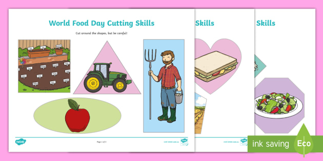 World Food Day Cutting Skills Worksheet (teacher made)