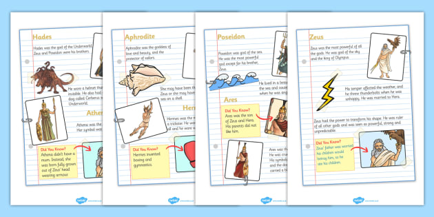 Greek God Fact File - greek gods, greek god factfiles, greek god