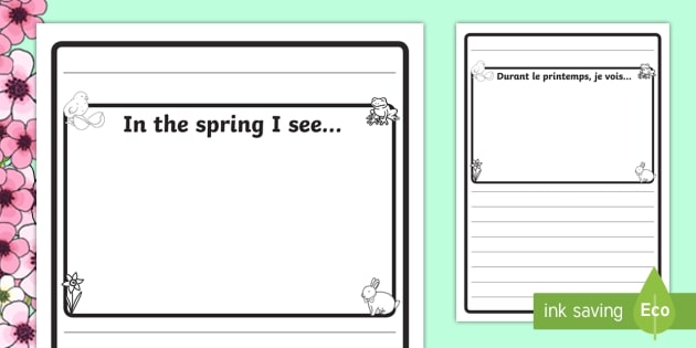 In the Springtime I See Writing Frames English/French - In the Spring I See