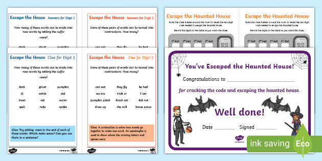 Year 2 English Escape the Haunted House Game