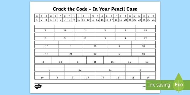 The School Aistear Pencil Case Crack the Code Activity