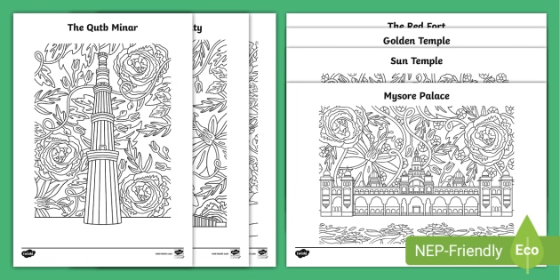 Indian Landmarks Mindfulness Colouring (teacher made)