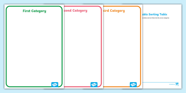 Editable Blank Sorting Table (teacher made)