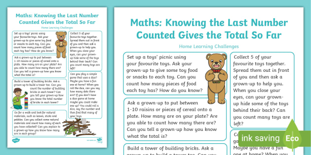 EYFS Maths Home Learning: Counting the Total (teacher made)
