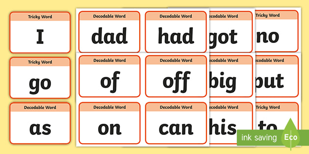 FREE! - Phase 2 Decodable / Tricky Word Cards (teacher made)