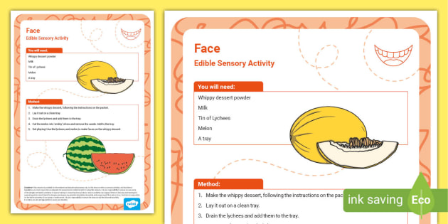 Face Edible Sensory Recipe (teacher made)