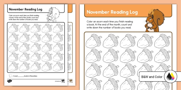 November Reading Log (teacher made)
