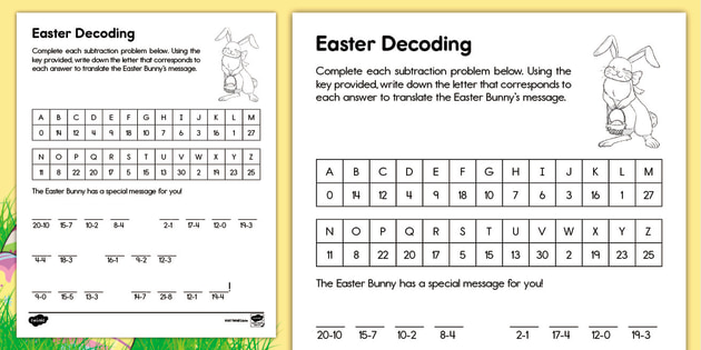 Easter Subtraction Decoding Activity (Teacher-Made)