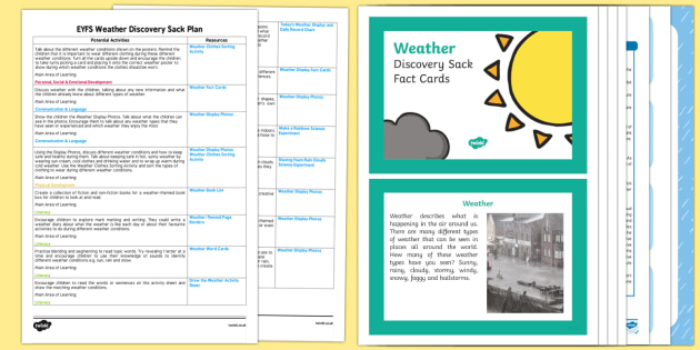Kindergarten Weather Discovery Sack Plan and Resource Pack
