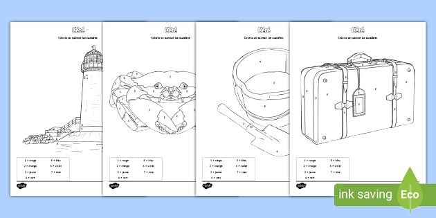 French Language Summer Colour by Number - Resources