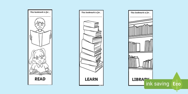 Library Themed Bookmarks to Colour