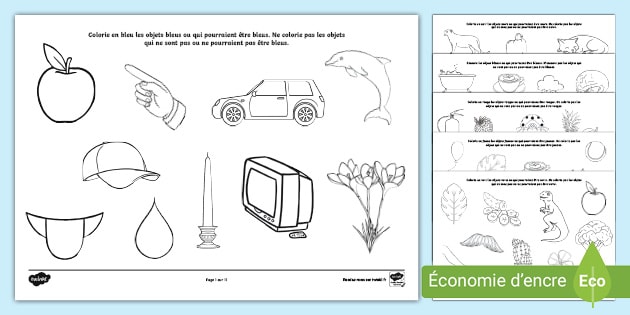 Feuilles d'activités : Colorie les objets avec la couleur correspondante