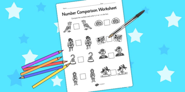 Pirates Number Comparison Worksheet (teacher made)