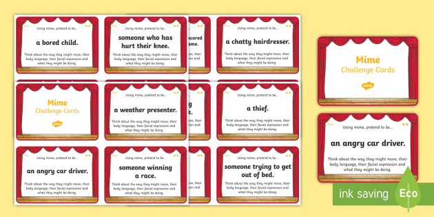 Mime Differentiated Role Play Challenge Cards - CfE Expressive
