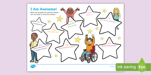 I Am Awesome! Writing Activity (teacher made)