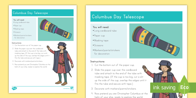Columbus Day Telescope Craft Instructions